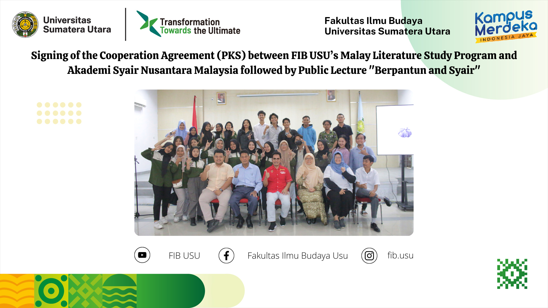 Signing Of The Cooperation Agreement (pks) Between Fib Usu’s Malay ...
