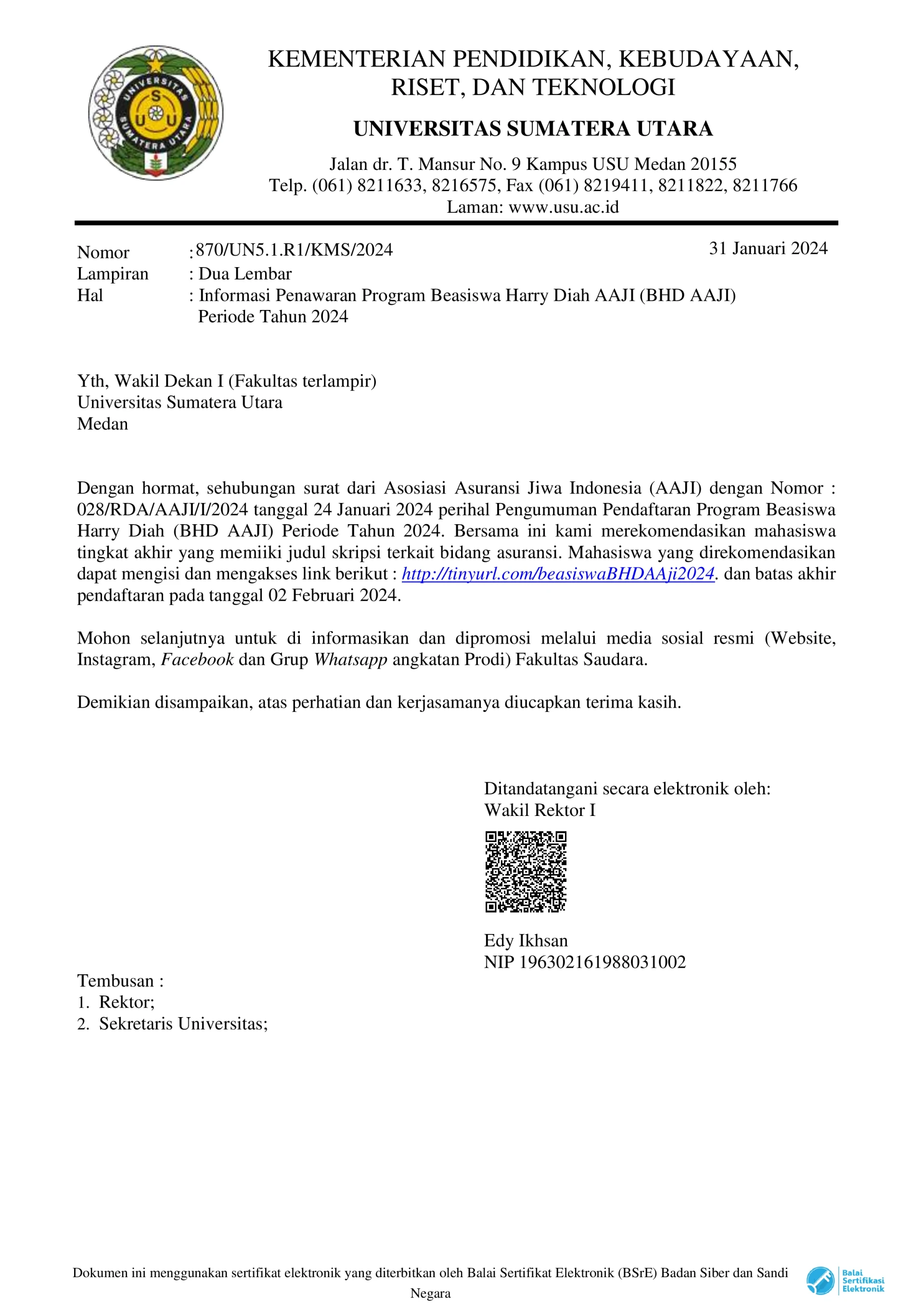 Informasi Penawaran Program Beasiswa Harry Diah Aaji (bhd Aaji) Periode ...