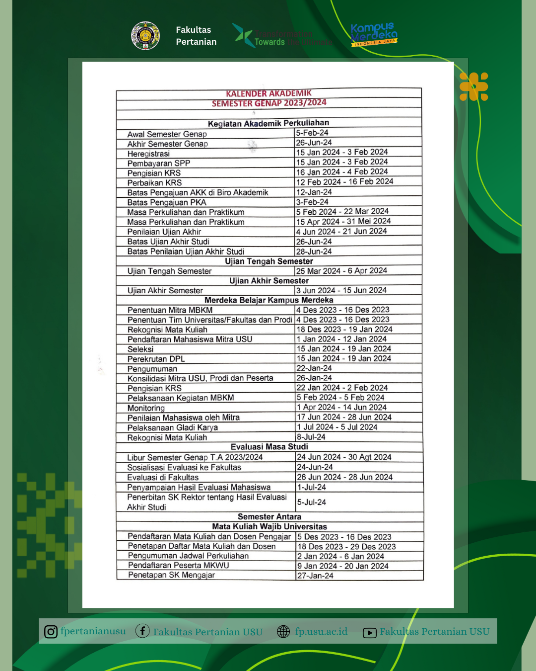 Informasi Kalender Akademik Semester Genap T.a. 2023/2024 | Fakultas ...
