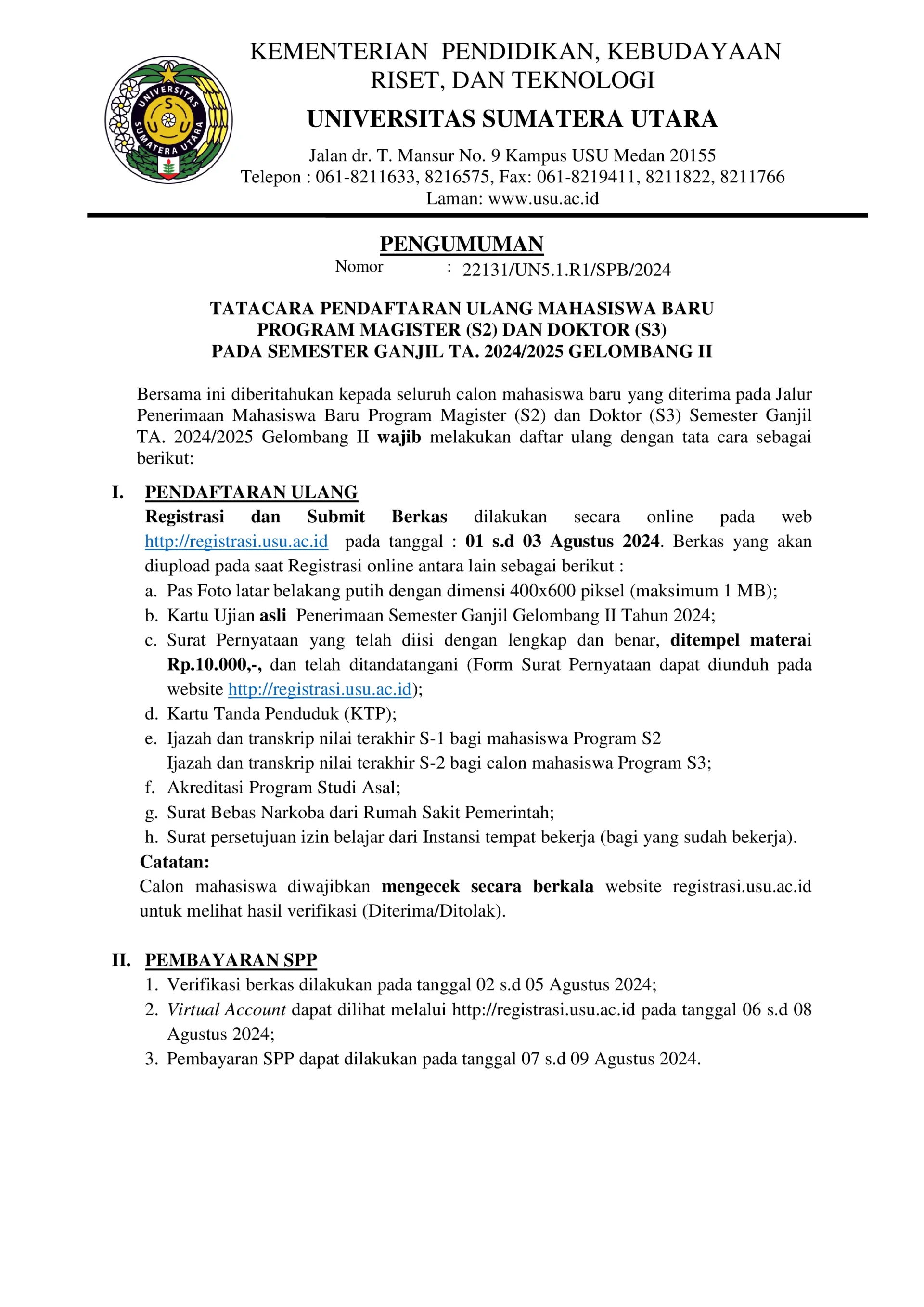 Procedures For Re-registration Of New Students For Masters (s2) And ...