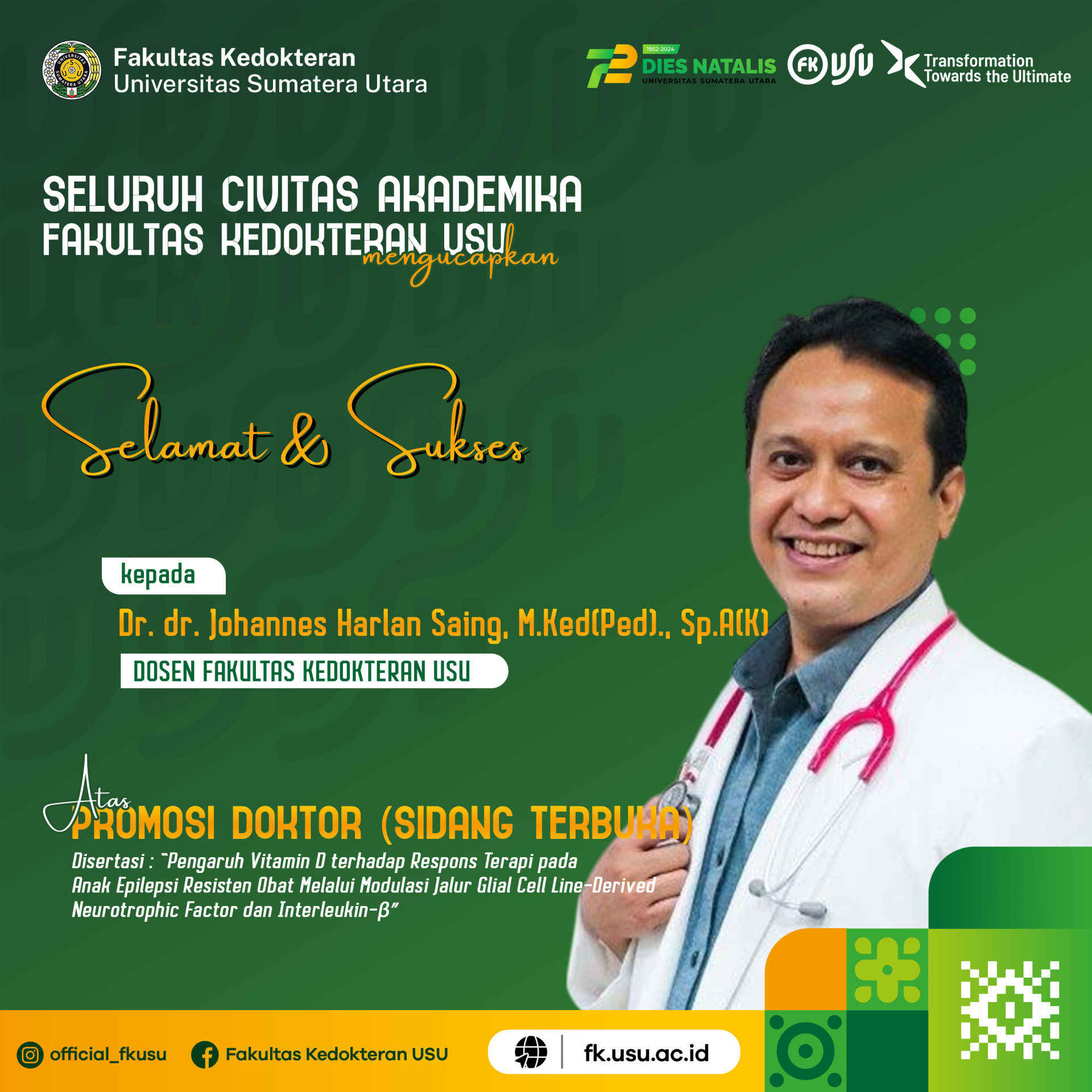 Ujian Promosi Doktor Dr. Dr. Johannes Harlan Saing, M.ked(ped)., Sp.a(k ...