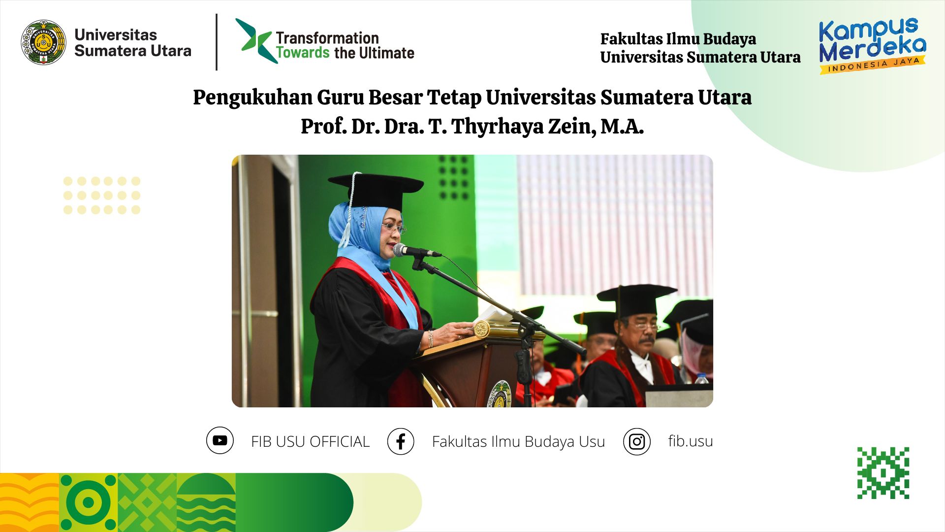 Pengukuhan Guru Besar Tetap Universitas Sumatera Utara Prof. Dr. Dra. T ...