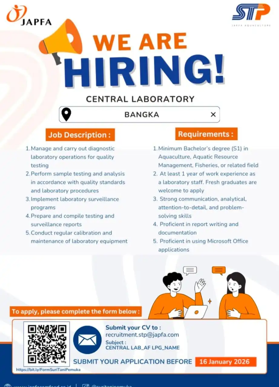 Japfa Stp (suri Tani Pemuka) Buka Lowongan Central Laboratory Di Bangka ...