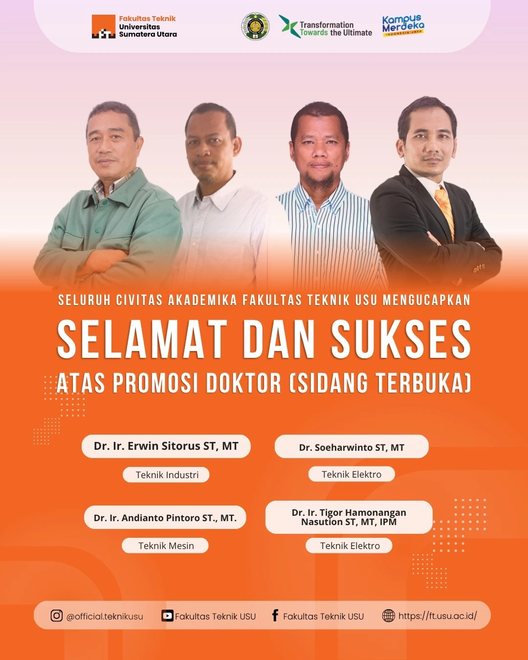 4 (empat) Dosen Fakultas Teknik Usu Lulus Ujian Sidang Terbuka (promosi ...